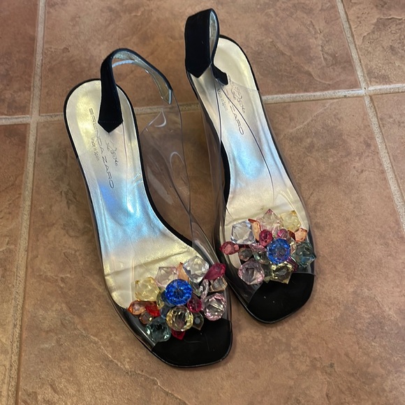 Brenda Zaro | Shoes | Brenda Zaro Clear Vinyl Peep Toe Sling Back Heels ...